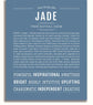 Jade Personalized Name Meaning Art Prints – Name Stories
