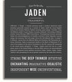 Jaden Personalized Name Meaning Art Prints – Name Stories