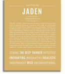 Jaden Personalized Name Meaning Art Prints – Name Stories