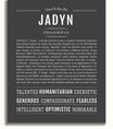 Jadyn Personalized Name Meaning Art Prints – Name Stories