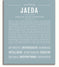 Jaeda Personalized Name Meaning Art Prints – Name Stories