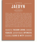 Jaedyn Personalized Name Meaning Art Prints – Name Stories
