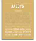 Jaedyn Personalized Name Meaning Art Prints – Name Stories