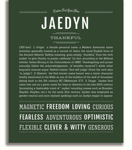 Jaedyn (female) | Name Art Print – Name Stories
