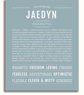 Jaedyn Personalized Name Meaning Art Prints – Name Stories