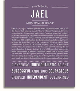 Jael Personalized Name Meaning Art Prints – Name Stories