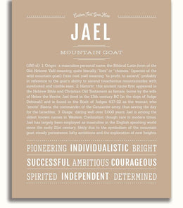 Jael Personalized Name Meaning Art Prints – Name Stories
