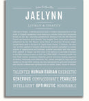 Jaelynn Personalized Name Meaning Art Prints – Name Stories