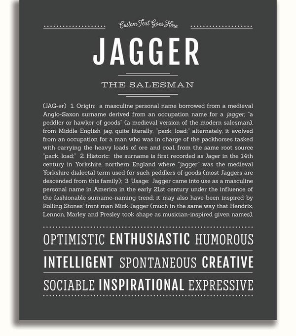 Jagger | Name Art Print - Personalized Custom Gifts – Name Stories