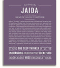 Jaida Personalized Name Meaning Art Prints – Name Stories