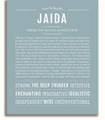 Jaida Personalized Name Meaning Art Prints – Name Stories