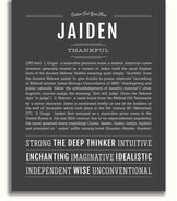 Jaiden (male) | Name Art Print – Name Stories