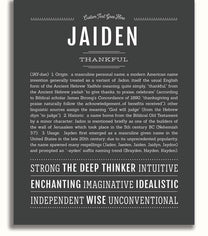 Jaiden (male) | Name Art Print – Name Stories