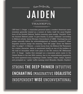 Jaiden (male) | Name Art Print – Name Stories