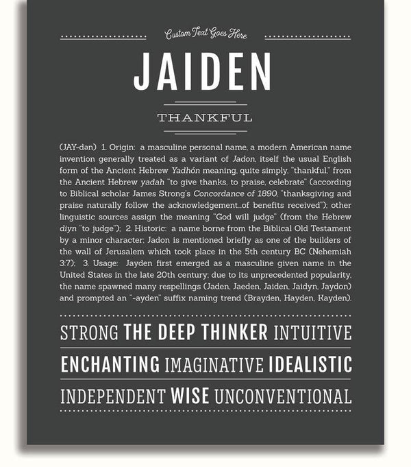 Jaiden (male) | Name Art Print – Name Stories
