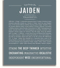 Jaiden (male) | Name Art Print – Name Stories