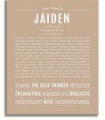 Jaiden Personalized Name Meaning Art Prints – Name Stories