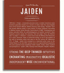 Jaiden Personalized Name Meaning Art Prints – Name Stories