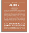 Jaiden Personalized Name Meaning Art Prints – Name Stories