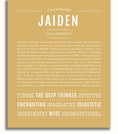 Jaiden Personalized Name Meaning Art Prints – Name Stories