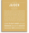 Jaiden (male) | Name Art Print – Name Stories