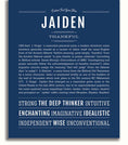 Jaiden Personalized Name Meaning Art Prints – Name Stories