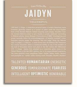 Jaidyn (male) | Name Art Print – Name Stories