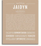 Jaidyn Personalized Name Meaning Art Prints – Name Stories