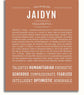 Jaidyn Personalized Name Meaning Art Prints – Name Stories