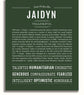 Jaidyn Personalized Name Meaning Art Prints – Name Stories