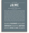 Jaime Personalized Name Meaning Art Prints – Name Stories