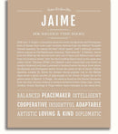 Jaime Personalized Name Meaning Art Prints – Name Stories