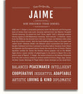 Jaime Personalized Name Meaning Art Prints – Name Stories