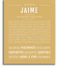 Jaime Personalized Name Meaning Art Prints – Name Stories