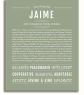 Jaime Personalized Name Meaning Art Prints – Name Stories