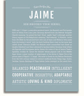 Jaime Personalized Name Meaning Art Prints – Name Stories