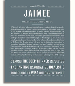 Jaimee Personalized Name Meaning Art Prints – Name Stories