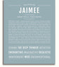 Jaimee Personalized Name Meaning Art Prints – Name Stories