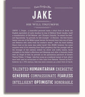 Jake Personalized Name Meaning Art Prints – Name Stories