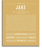 Jake Personalized Name Meaning Art Prints – Name Stories