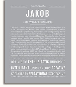Jakob Personalized Name Meaning Art Prints – Name Stories