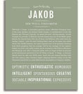 Jakob Personalized Name Meaning Art Prints – Name Stories