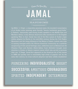 Jamal Personalized Name Meaning Art Prints – Name Stories