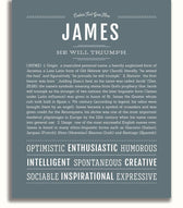 James Personalized Name Meaning Art Prints – Name Stories