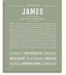James Personalized Name Meaning Art Prints – Name Stories