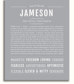 Jameson Personalized Name Meaning Art Prints – Name Stories