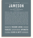 Jameson Personalized Name Meaning Art Prints – Name Stories