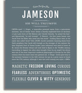 Jameson Personalized Name Meaning Art Prints – Name Stories
