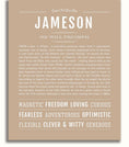 Jameson Personalized Name Meaning Art Prints – Name Stories