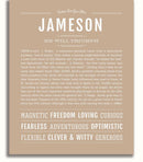 Jameson Personalized Name Meaning Art Prints – Name Stories